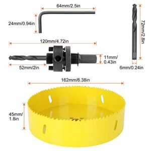 6-3/8 Inch Hole Saw with Heavy Duty Arbor, 6 3/8”Recessed Lighting Hole Saw with 1-1/2 Inch Cutting Depth, Bi-Metal Hole Cutter for Smoothly Cutting Ceiling Tile Drywall Plywood Plaster Metal Plastic