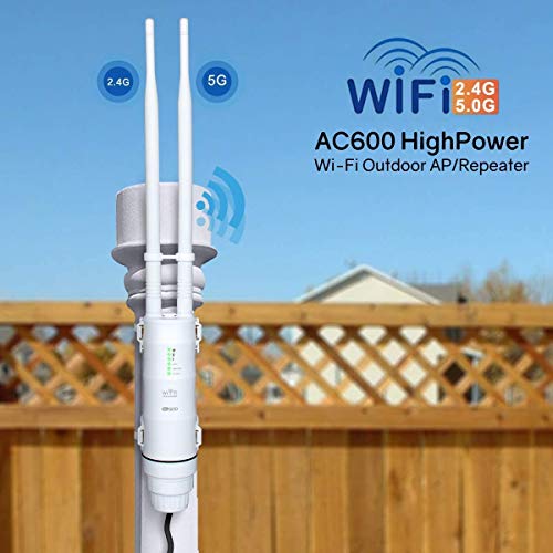 WAVLINK AC600 Outdoor WiFi Upgrade Version Extender,Weatherproof Internet Long Range Signal Booster,Wireless Dual Band 2.4+5G Repeater/Router/AP with POE,No WiFi Dead Zones for Outdoor WiFi Coverage