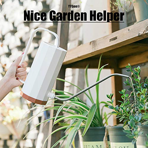 YYGoo Indoor Watering Can, Modern Style Watering Pot with Long Spout, Small Size for House Bonsai Plants Garden Flower, 40oz/1.2L (White)