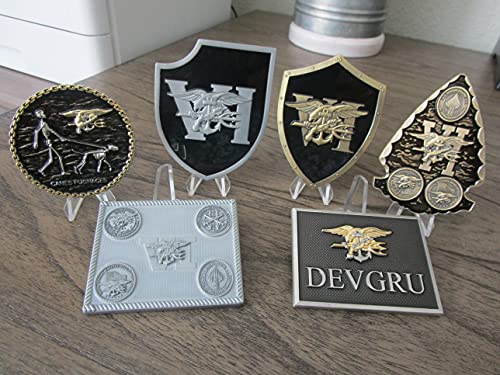 Set of Six Navy Seal Team Six Challenge Coins DEVGRU Squadrons Blue, Gold, Red, Silver, Grey & Black