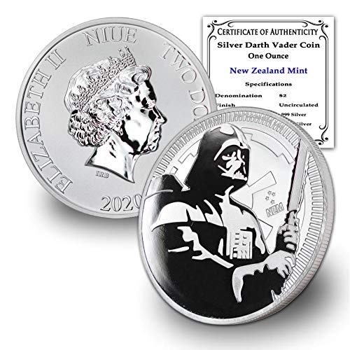 2020 1 oz Silver Star Wars Darth Vader Coin Brilliant Uncirculated with Certificate of Authenticity $2 BU