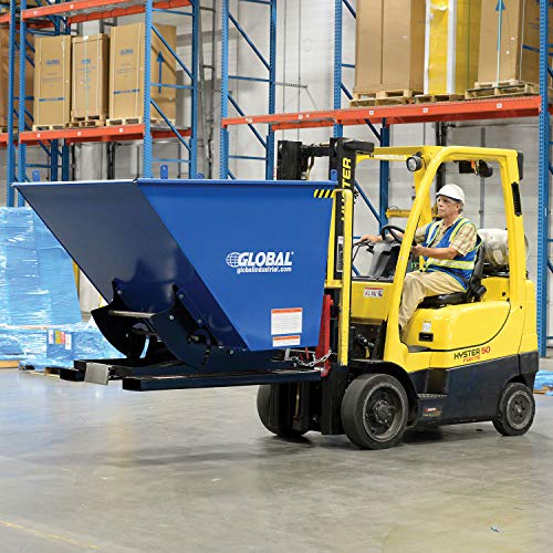 Global Industrial 1 Cu. Yd. Self-Dumping Forklift Hopper with Bump Release, 6000 Lb. Cap.