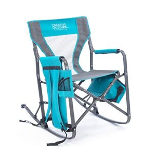 Creative Outdoor Collapsible Folding Rocking Director Chair | Folding Chair for Camping Picnic Beach Patio (Teal/Gray)