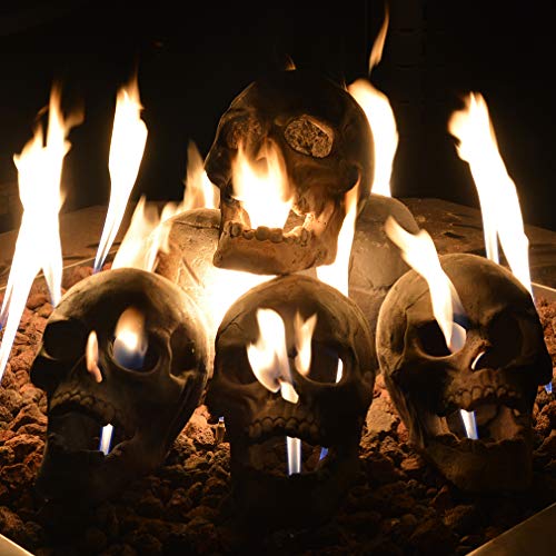 Stanbroil Fire Pits 9" Imitated Human Skull Decoration for Indoors Outdoors Campfire, Fireplace, Halloween Party Decor, 1 Pack - Patent Pending White