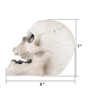 Stanbroil Fire Pits 9" Imitated Human Skull Decoration for Indoors Outdoors Campfire, Fireplace, Halloween Party Decor, 1 Pack - Patent Pending White