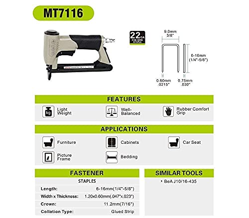 meite MT7116 with 3/8" Length 304 Stainless Steel Staples for Upholstery