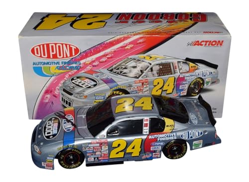 AUTOGRAPHED 2000 Jeff Gordon #24 DuPont Racing SILVER NASCAR 2000 Rare Black Window Bank Signed Action 1/24 Scale NASCAR Diecast Car with COA