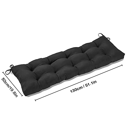 Indoor/Outdoor Bench Cushion Cotton Garden Furniture Loveseat Cushion, 51.2"x19.7" Patio Wicker Seat Cushions for Lounger Garden Furniture Patio Lounger Bench (Black)