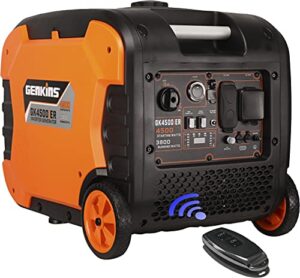 genkins 4500 watt portable inverter generator electric start + remote controller ultra quiet rv ready camper friendly…