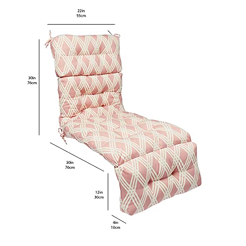 Amazon Basics Tufted Outdoor Patio Lounger Cushion 77 x 22 x 4 Inches, Pink Plaid Diamond