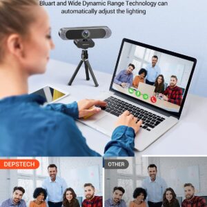 DEPSTECH Webcam with Microphone, 4K Webcam Sony Sensor Autofocus Web Camera with Privacy Cover and Tripod, 8MP USB Webcam for Desktop Laptop PC, Streaming Webcam for Zoom, Skype, Facetime, YouTube