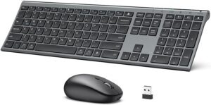 iclever dk03 bluetooth keyboard and mouse, rechargeable dual-mode (bluetooth 4.2 + 2.4g) wireless keyboard and mouse combo, ultra-slim multi-device keyboard for mac, ipad, apple, android, windows