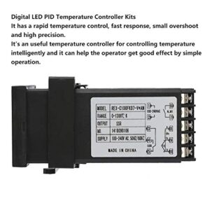 Temperature Controller, REX-C100 AC110V-240V LED PID Thermostat Controller Kit Digital Temperature Control for Electric Power,Chemical Industry,Injection Molding,Food,Incubator