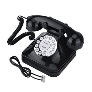 landline telephone, wx-3011 vintage black multifunction plastic house phone retro wire push button dial landline telephone, vintage telephone