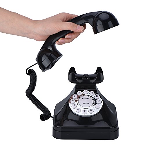 Landline Telephone, WX-3011 Vintage Black Multifunction Plastic House Phone Retro Wire Push Button Dial Landline Telephone, Vintage Telephone