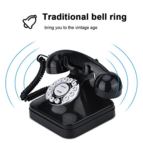 Landline Telephone, WX-3011 Vintage Black Multifunction Plastic House Phone Retro Wire Push Button Dial Landline Telephone, Vintage Telephone