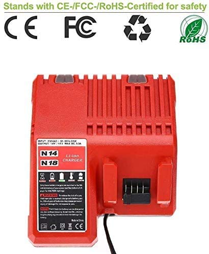 Lithium-ion Battery Charger Multi Voltage Charger Replacement for Milwaukee M18 14.4V-18V 48-11-1850 48-11-1840 48-11-1815 48-11-1828