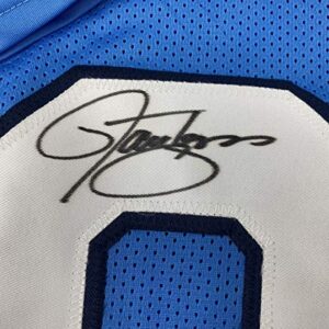 Autographed/Signed Lawrence Taylor North Carolina UNC Blue College Football Jersey Beckett BAS COA