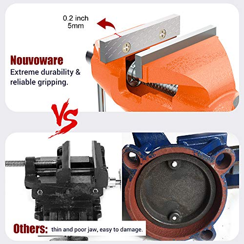 Nuovoware Table Vise 3 Inch, 360° Swivel Base Universal Home Vise Portable Bench Clamp, Clamp-on Vise Bench Clamps Fixed Tool for Woodworking, Metalworking, Cutting Conduit, Drilling, Sawing, Orange