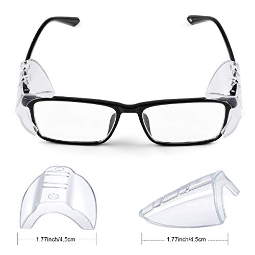 2 Pairs Side Shields for Prescription Glasses, Safety Glasses Side Shields for Eye Protection, Slip on Side Shields for Eye Glasses, Fits Most Small to Large Eyeglasses