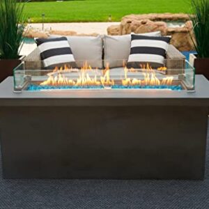 60" Rectangular Chat Height Outdoor Propane Gas Fire Pit Table in Gray (Amber, 60" Gray)