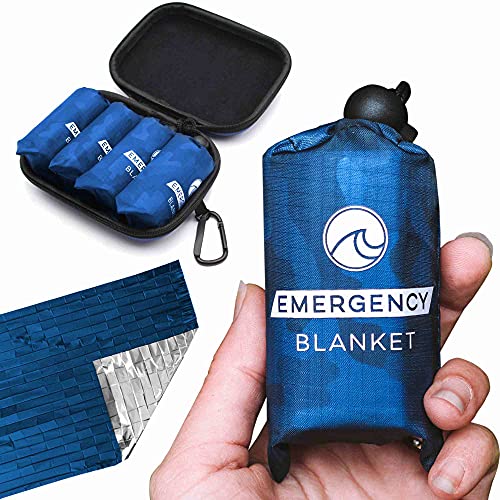 Oceas Outdoor Mylar Emergency Blankets 4 Pack of Extra Large Thermal Foil Space Blankets for Camping, Hiking, Marathon, and Car Use - Reflective Heavy Duty Survival Blanket