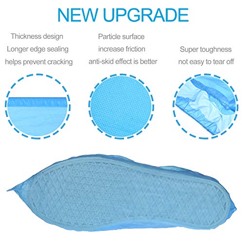 100 PCS（50 Pairs）Shoe Covers Disposable, Green Convenience, Recyclable, Boot Cover, Waterproof, Non slip, Dust proof, One Size Fit All, Durable CPE Material, Blue, Protect Your Shoes, Floor, Carpet