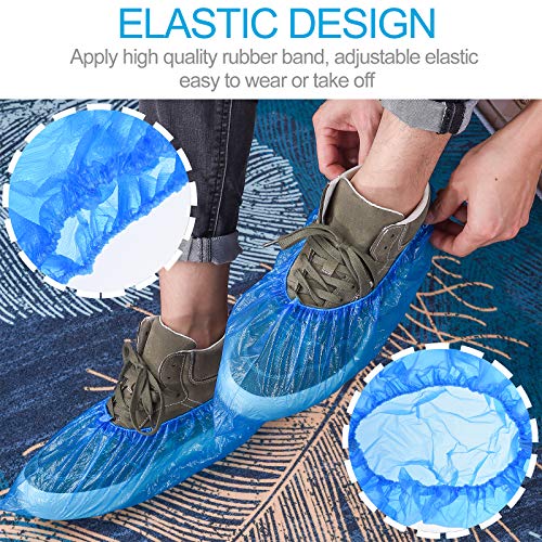 100 PCS（50 Pairs）Shoe Covers Disposable, Green Convenience, Recyclable, Boot Cover, Waterproof, Non slip, Dust proof, One Size Fit All, Durable CPE Material, Blue, Protect Your Shoes, Floor, Carpet