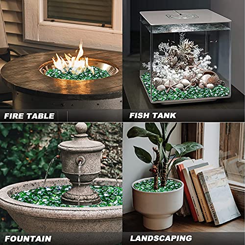 Skyflame 10-Pound Fire Glass Diamonds for Fire Pit Fireplace Landscaping, 1/2 Inch Reflective Glass Fire-Diamonds, Emerald Green