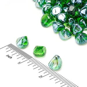 Skyflame 10-Pound Fire Glass Diamonds for Fire Pit Fireplace Landscaping, 1/2 Inch Reflective Glass Fire-Diamonds, Emerald Green