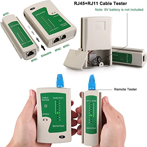 CHZHLM Rj45 Crimp Tool Kit Pass Through Crimping Tool Crimper Cutter for Cat6 Cat5 Cat5e with 50PCS Connectors Mini Wire Stripper Cable Tester and Plier