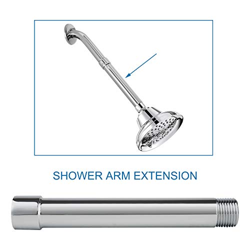 2 PCs 6 Inch Shower Head Extension Arm, Solid Brass Shower Arm Extension Shower Head Extender, Water Outlet Lowers Existing Shower Head - Chrome Finish