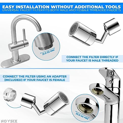 2Pcs Universal Rotating Faucet Extender - Swivel Extension Faucet Aerator Bathroom Sink Filter 720° Rotatable Faucet Sprayer Head - Kitchen Faucet Head Replacement Water Filter for Sink Faucet