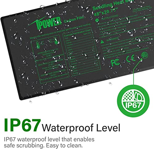 iPower 48" x 20.75" Seeding Heat Mat with Thermostat Temperature Adjustable Knob Durable Warm Hydroponic Plant Germination Starting Pad, Black