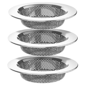 mr.siga kitchen sink strainer, stainless steel sink drain strainer, dishwasher safe, outer diameter4.4 inch/11.2cm, inner diameter 3 inch/7.6cm, pack of 3