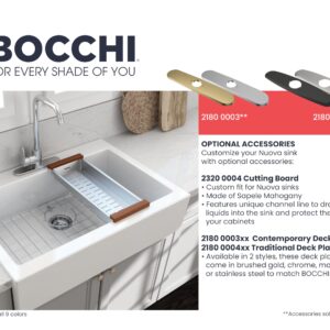 BOCCHI Nuova Apron Front Drop-In Fireclay 34 in. Single Bowl Kitchen Sink with Protective Bottom Grid and Strainer in White