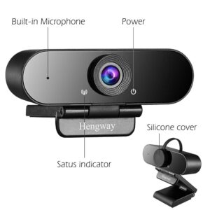 Webcam with Stereo Microphone and Privacy cover , FULL HD 1080P by USB terminal,110 ° Wide-Angle for Conferencing, Distance learning or Meeting, Video chatting ,Calling, Team gaming etc.,(Black)