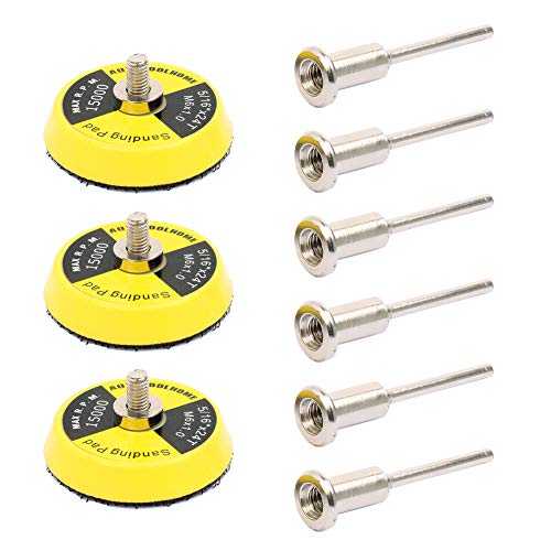 2 Inch/50mm Hook and Loop Sanding Pad Sanding Disc Replacement Pad with 1/8" Mandrel Drill Attachment 9 Pack