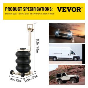 VEVOR 3 Ton/6600 lbs Triple Air Bag Jack Lift Up to 15.75 Inch, 3-5S Fast Lifting Air Bag Jack for Cars with Adjustable Long Handle (Beige)