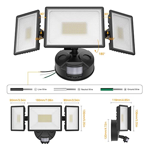 Onforu 65W LED Security Lights Motion Sensor Light Outdoor with Remote Control, Dusk to Dawn Security Lights, 3 Modes, 6500LM, 6500K, IP65 Waterproof Flood Light Motion Detector Hardwired Wall Light