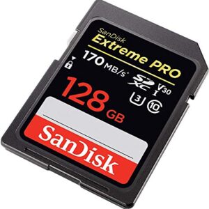 SanDisk Extreme Pro 128GB SDXC Card for Canon Camera Compatible with EOS M50 Mark II, EOS Ra Class 10 UHS-1 (SDSDXXY-128G-GN4IN) Bundle with (1) Everything But Stromboli 3.0 SD Memory Card Reader