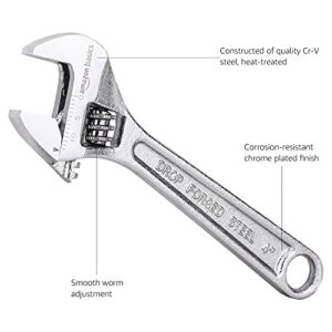 Amazon Basics Adjustable Wrench with Inch/Metric Scale, Chrome-Plated, 4-Inch (100mm)