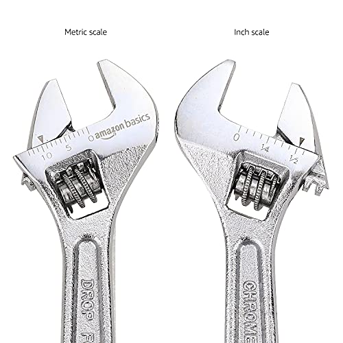 Amazon Basics Adjustable Wrench with Inch/Metric Scale, Chrome-Plated, 4-Inch (100mm)