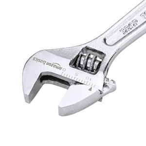 Amazon Basics Adjustable Wrench with Inch/Metric Scale, Chrome-Plated, 4-Inch (100mm)