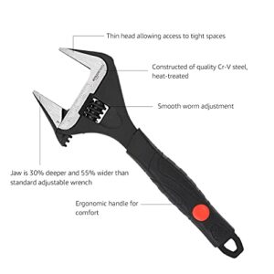 Amazon Basics 8-Inch (200mm) Plumbing Adjustable Wrench with Soft Grip, Wide Mouth