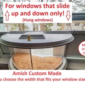 Amish Custom Made Indoor in-Window Bird Feeder, 180° Clear View In-House Feeder, Watch Wild Birds from The Comfort of Your Home - Easy-Fill (29"-36" Window Width)