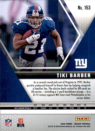 2020 Panini Mosaic #153 Tiki Barber New York Giants NFL Football Trading Card