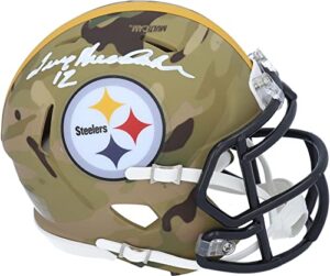 terry bradshaw pittsburgh steelers autographed riddell camo alternate speed mini helmet - autographed nfl mini helmets