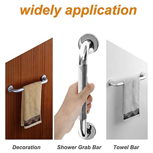 16 Inch Anti Slip Shower Grab Bar Handle, ZUEXT Chrome Finish Stainless Steel Bathroom Grab Bar, Knurled Bathroom Balance Bar,Safety Hand Rail Support,Handicap Elderly Injury Senior Assist Bath Handle