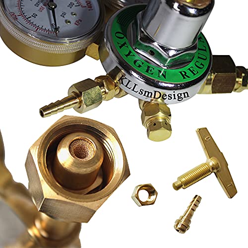 KLLsmDesign Dual Welding Gas Gauges, Oxygen (CGA-540) and Acetylene (CGA-510) Regulators Combo (2 PCS), Gauges Gas Welder Regulator